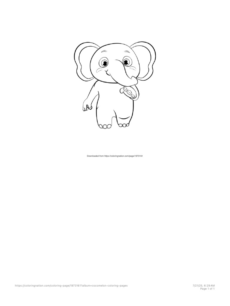 Elephant Cocomelon Coloring Page Printable Coloring Page - Coloring ...