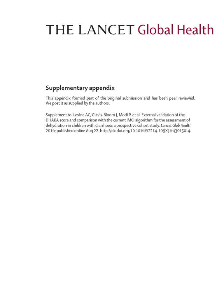 DHAKA Score for Pediatric Dehydration | PDF