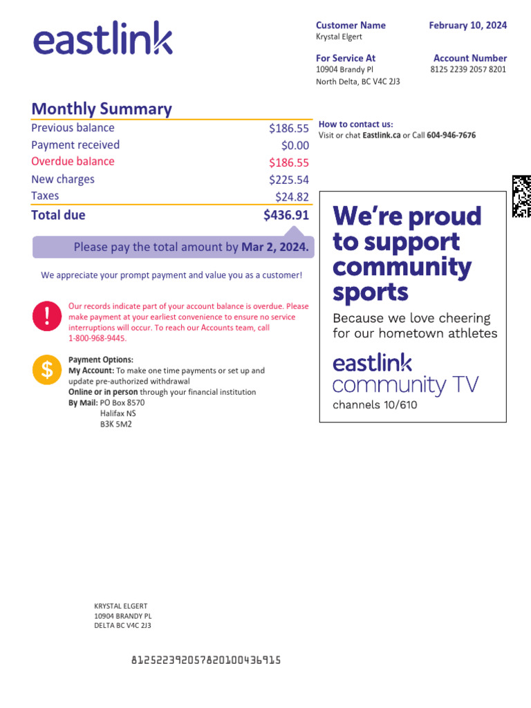 Monthly Summary: Total Due $436.91 | PDF | Payments