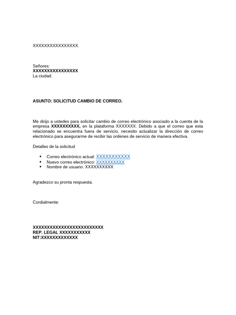 Solicitud de Cambio de Correo Electrónico | PDF