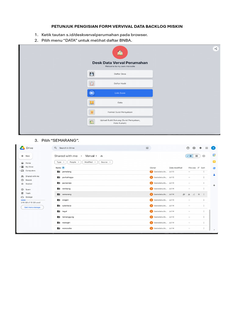 Petunjuk Pengisian Form Vervival Data Backlog Miskin | PDF