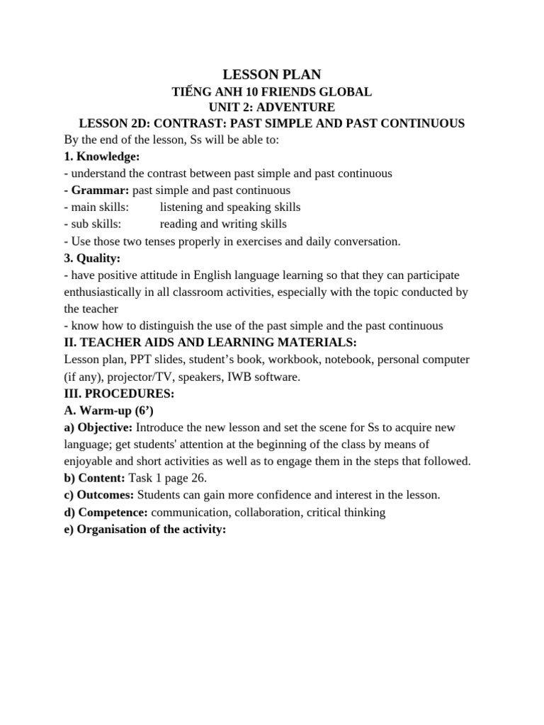 Unit 2 Adventure - Lesson 2d | PDF | Question | Lesson Plan