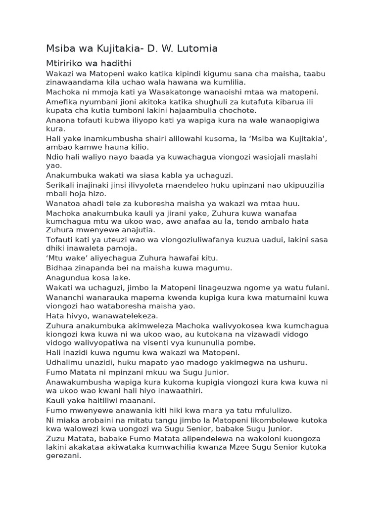 Msiba Wa Kujitakia | PDF