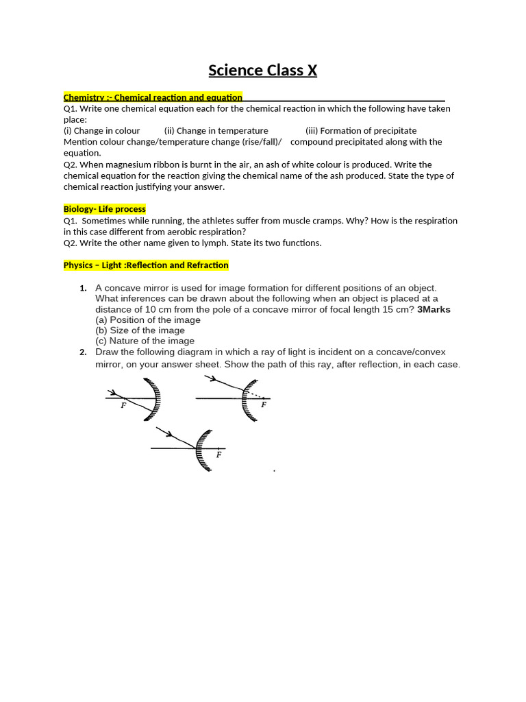 Science Class X | PDF
