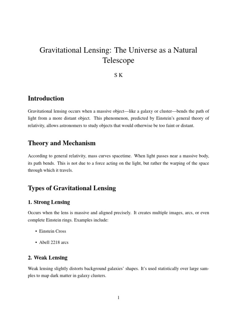 Gravitational Lensing The Universe As A Natural | PDF | General ...