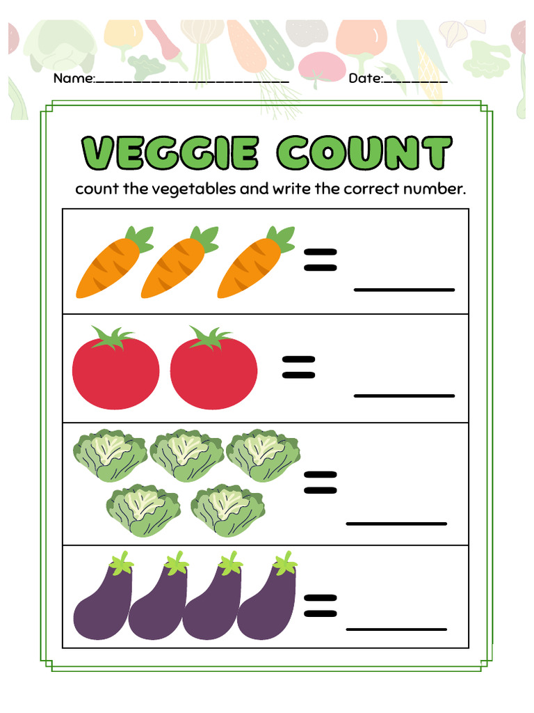 Vegetable Count Worksheet Activity For Preschool - 20241017 - 152903 ...