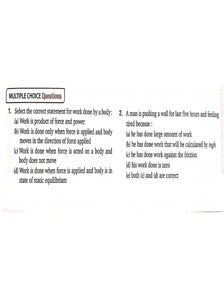 Class X Physics Work, Energy & Power | PDF