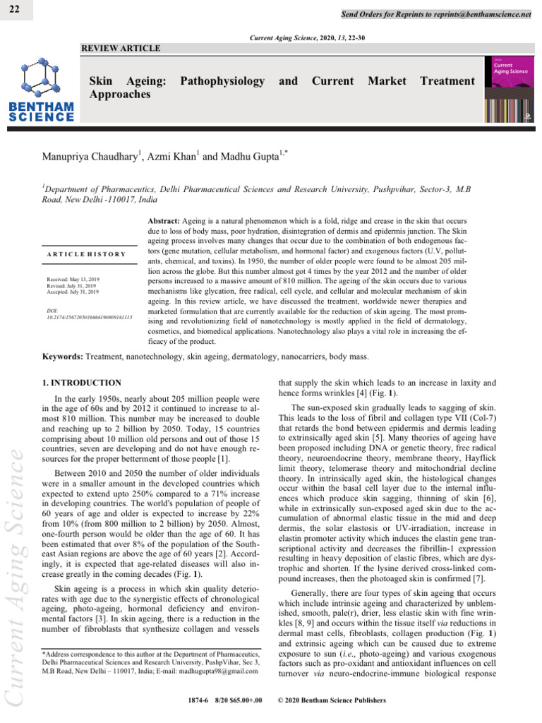 Skin Aging: Pathophysiology Overview | PDF | Skin | Biology
