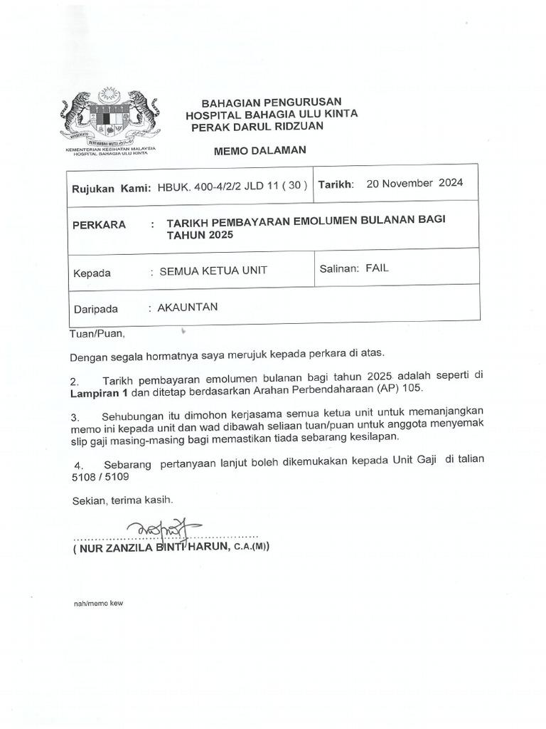 Tarikh Emolumen 2025 | PDF