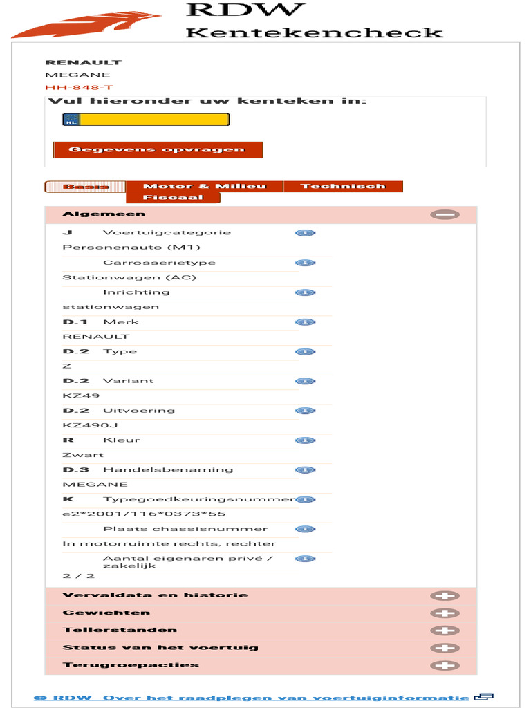 OVI RDW Kentekencheck 2 | PDF