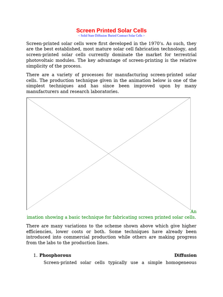 Screen Printed Solar Cell | PDF | Solar Cell | Wafer (Electronics)