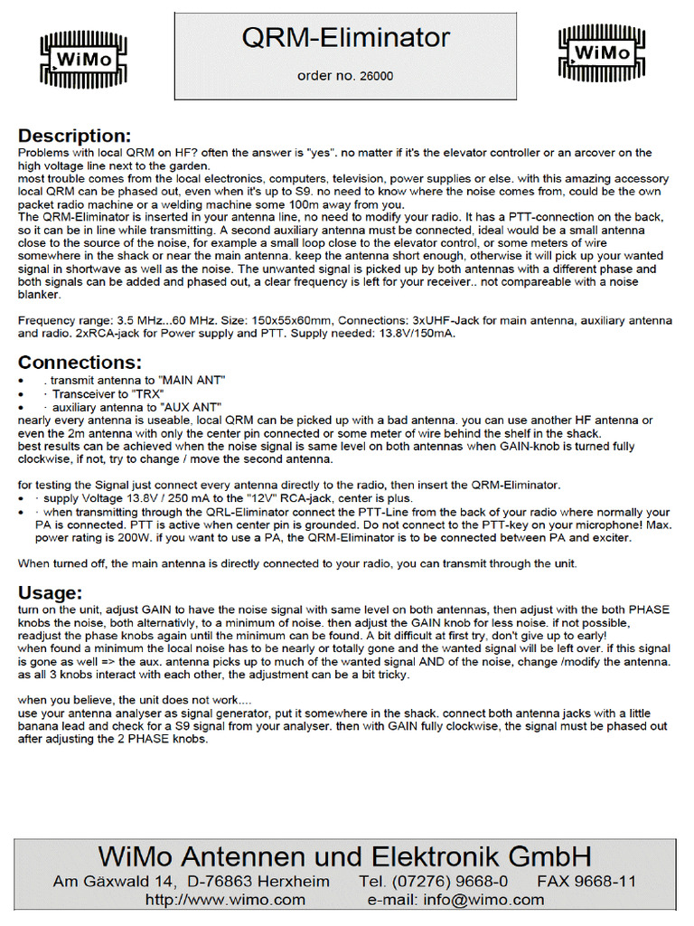 Wimo Qrmeliminator Manual | PDF