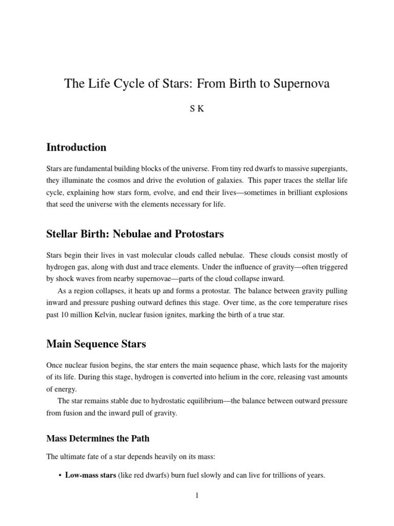 The Life Cycle of Stars From Birth To Supernova | PDF | Stars | Star ...