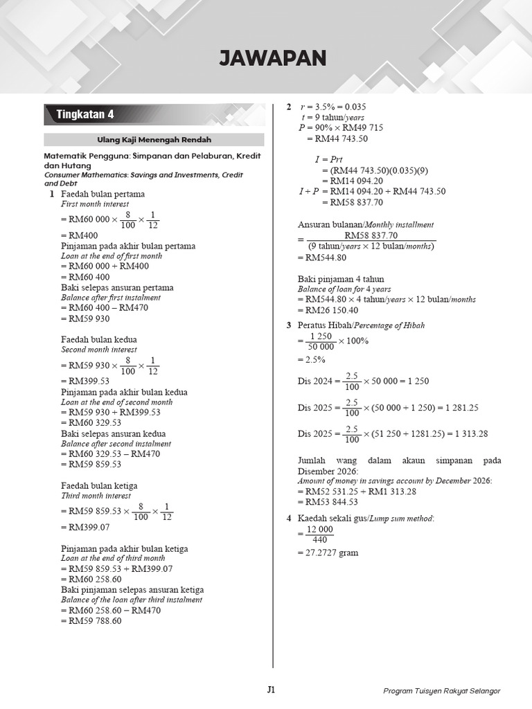 Jawapan Modul PTRS 2025 Matematik Tingkatan4 | PDF | Elementary Geometry | Elementary Mathematics