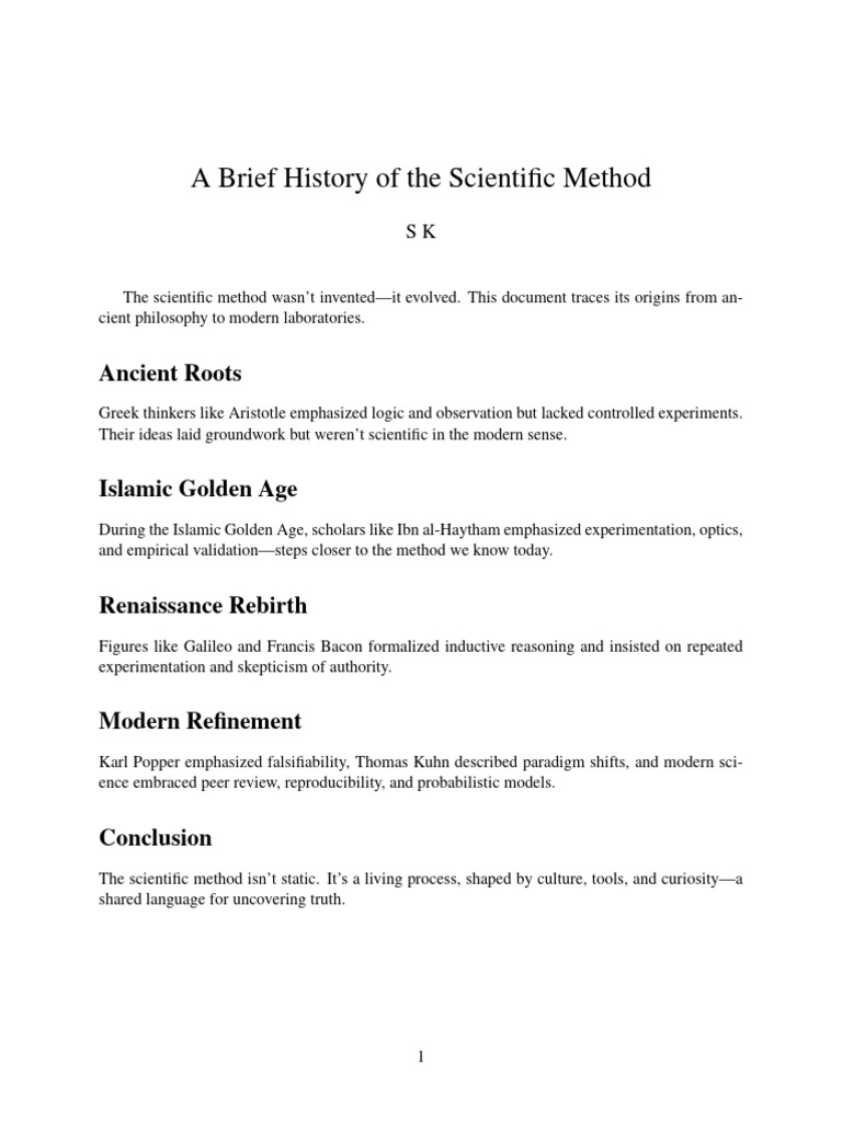 A Brief History of The Scientific Method | PDF