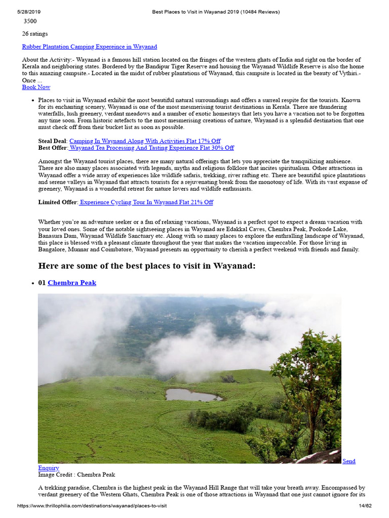 Best Places To Visit in Wayanad 2019 (10484 Reviews) | PDF | Sita