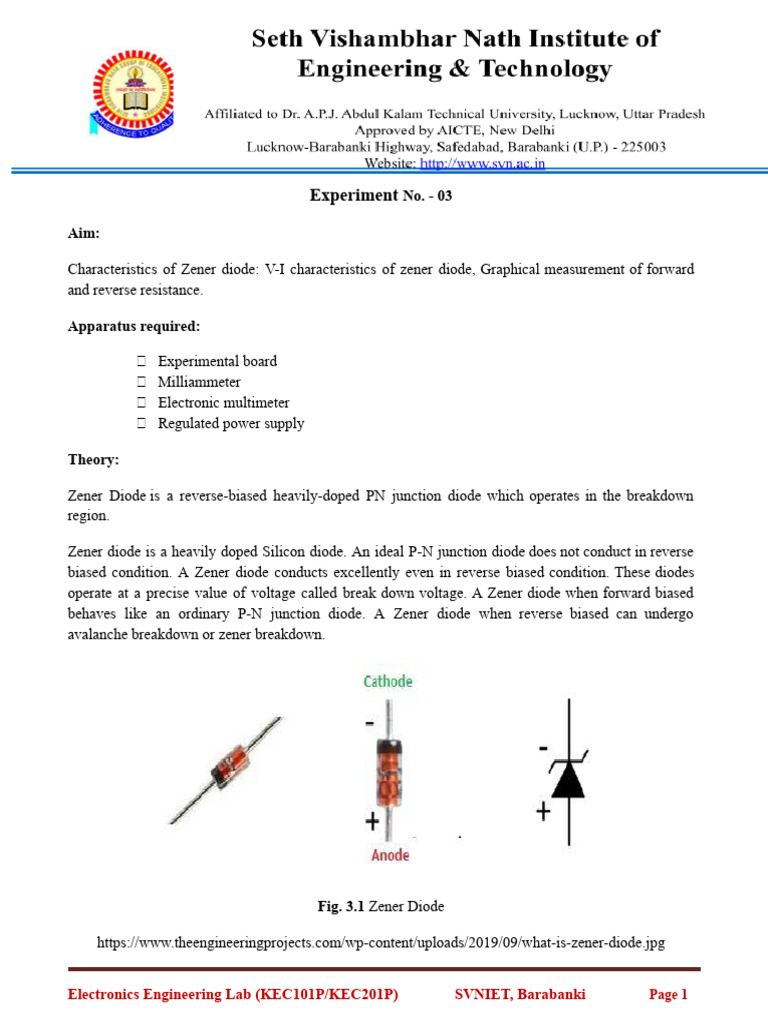 Experiment No.-03 | PDF | P–N Junction | Diode