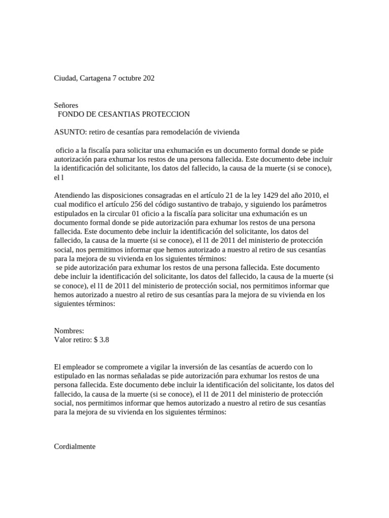Carta de Cesantias Ped | PDF