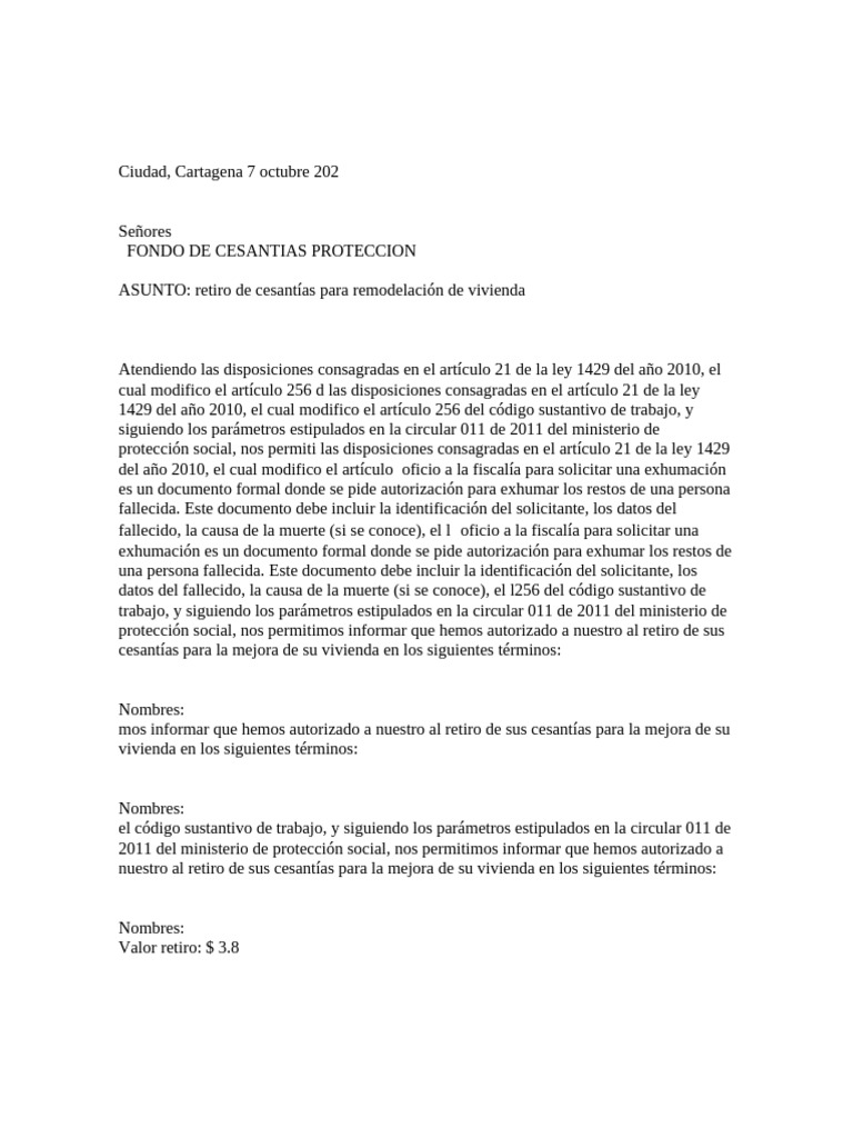 Carta de Cesantias Ped | PDF