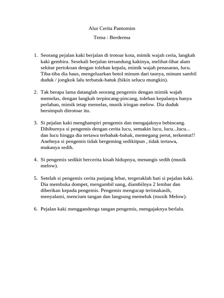Contoh Naskah Pantomim Berderma | PDF