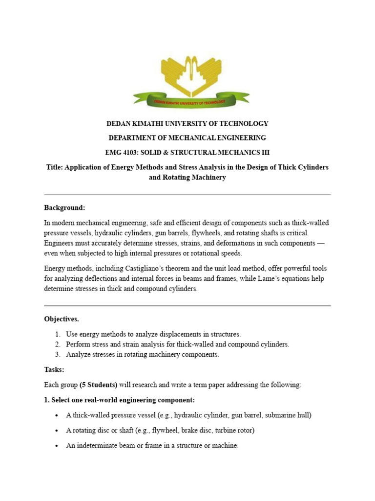 Emg 4103 Term Paper Task | PDF | Stress (Mechanics) | Deformation ...