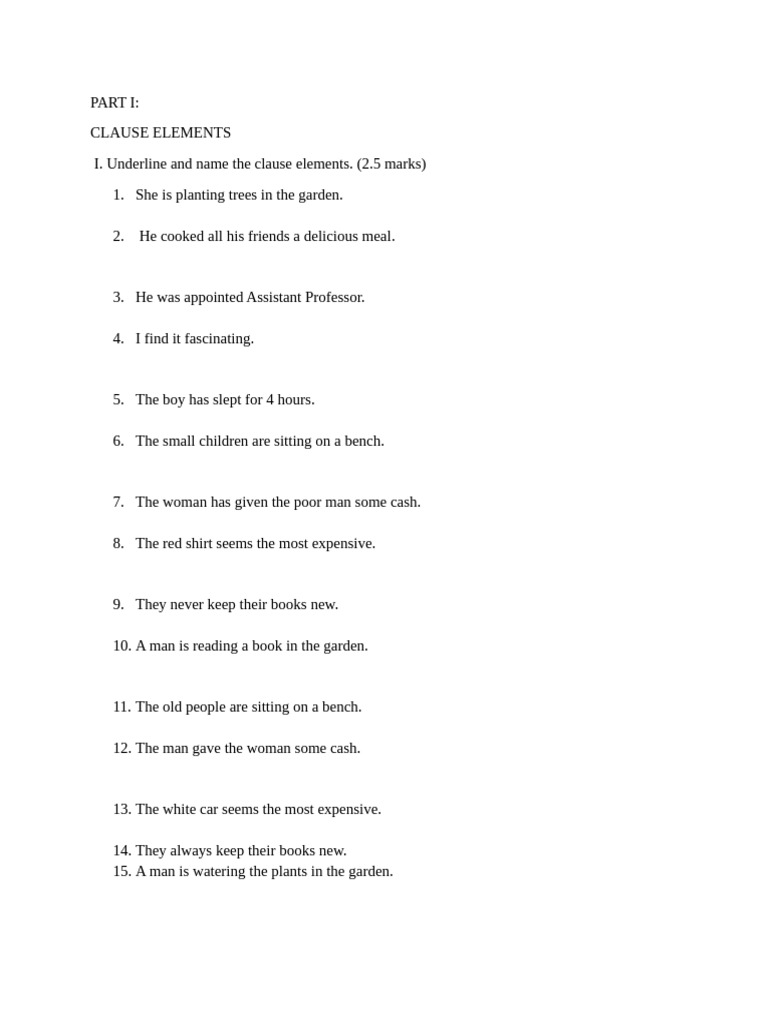 Clause Elements and Essay Types Guide | PDF | Essays | Question