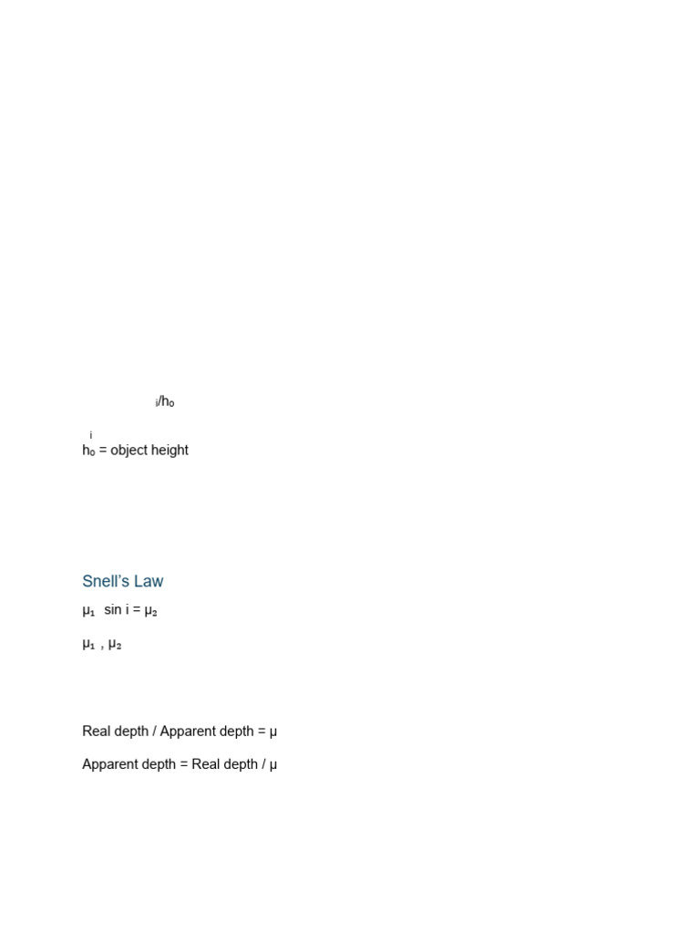 Ray Optics Cheat Sheet | PDF