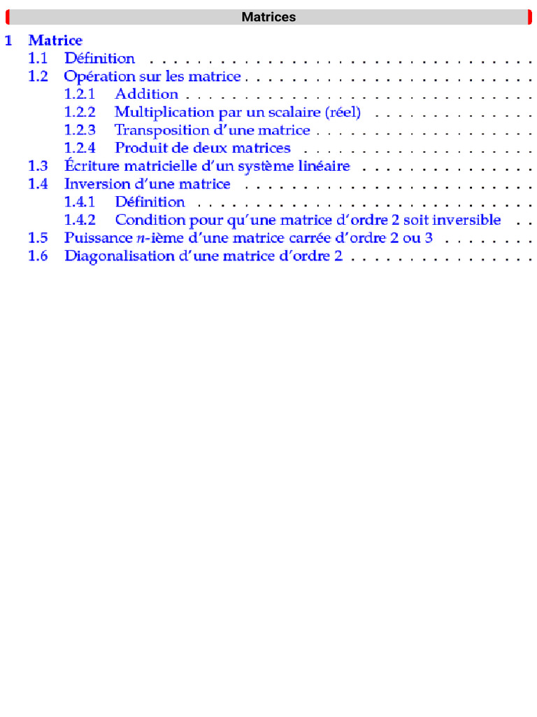 Cours Matrice 1 | PDF