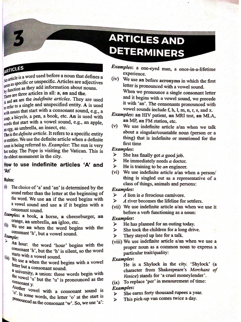Articles and Determiners | PDF