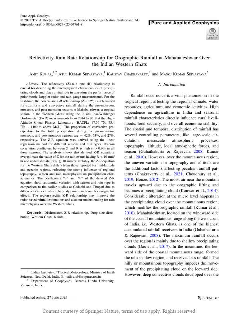 Orographic Rainfall Analysis in Western Ghats | PDF | Rain | Precipitation