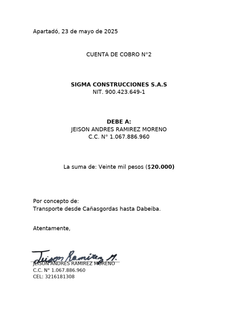 Cta de Cobro Omega | PDF