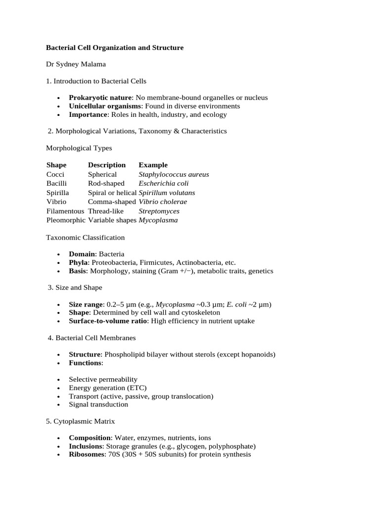 Bacterial Cell Organization and Structure - 2025 | PDF | Bacteria ...