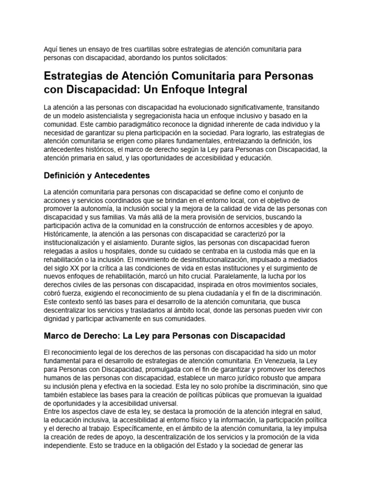 Ensayo de Tres Cuartillas Sobre Estrategias de Ate... | PDF | Invalidez ...