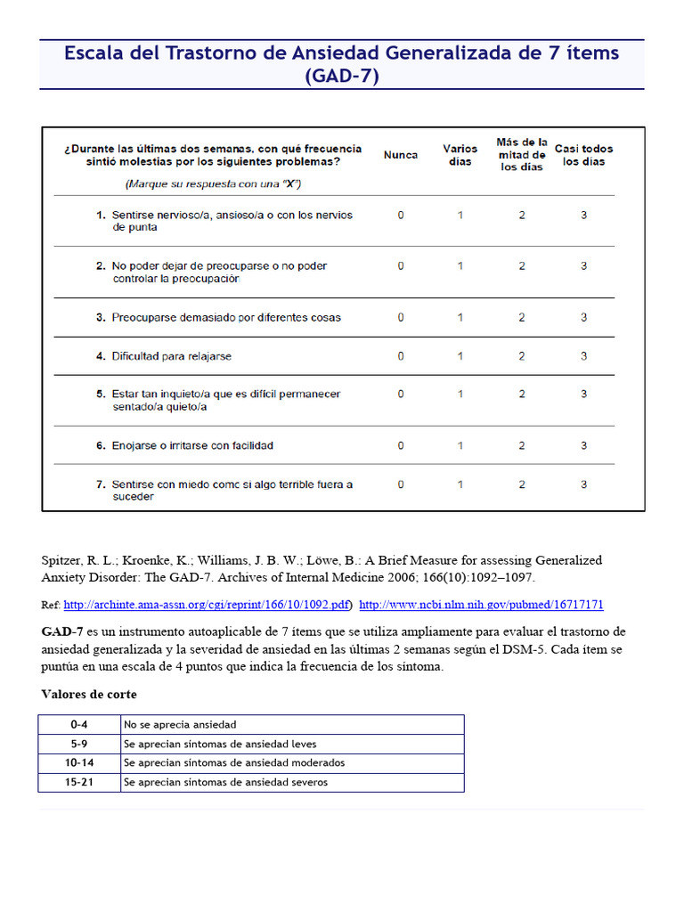 GAD7.Cuestionario Trastornos de Ansiedad | PDF