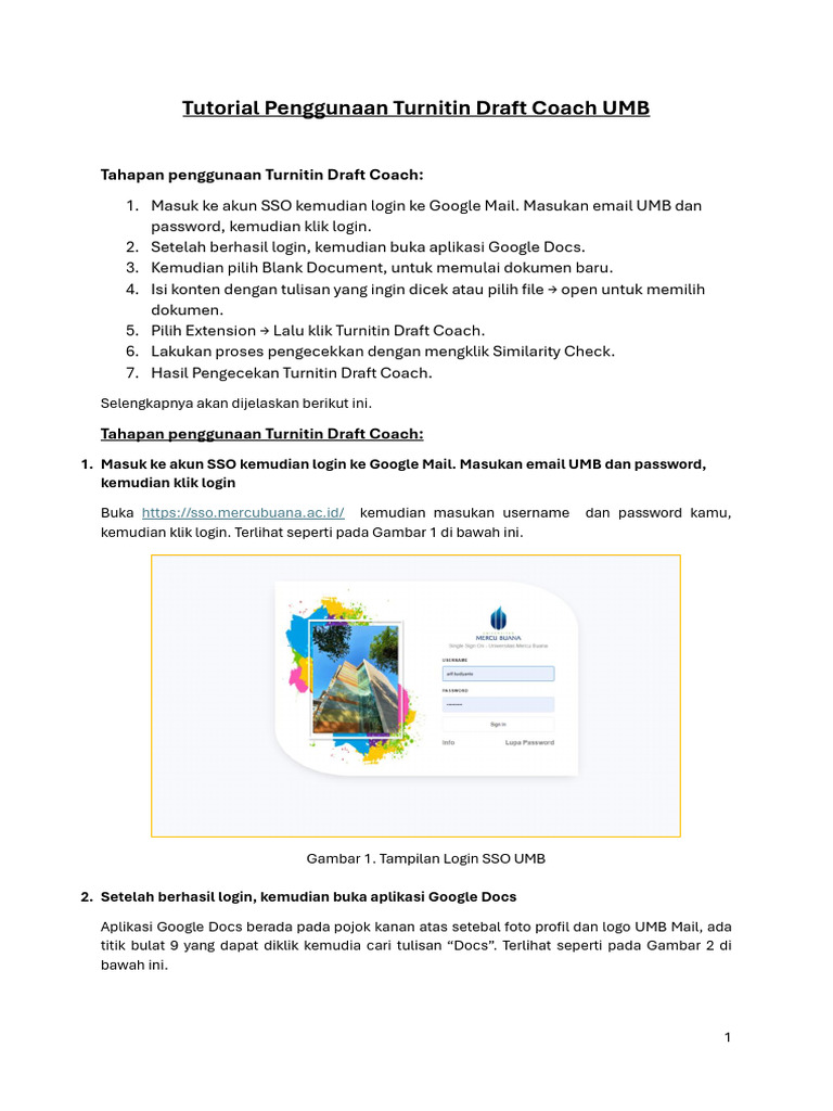 Tutorial Penggunaan Turnitin Draft Coach Umb - Oktober 2024 | PDF