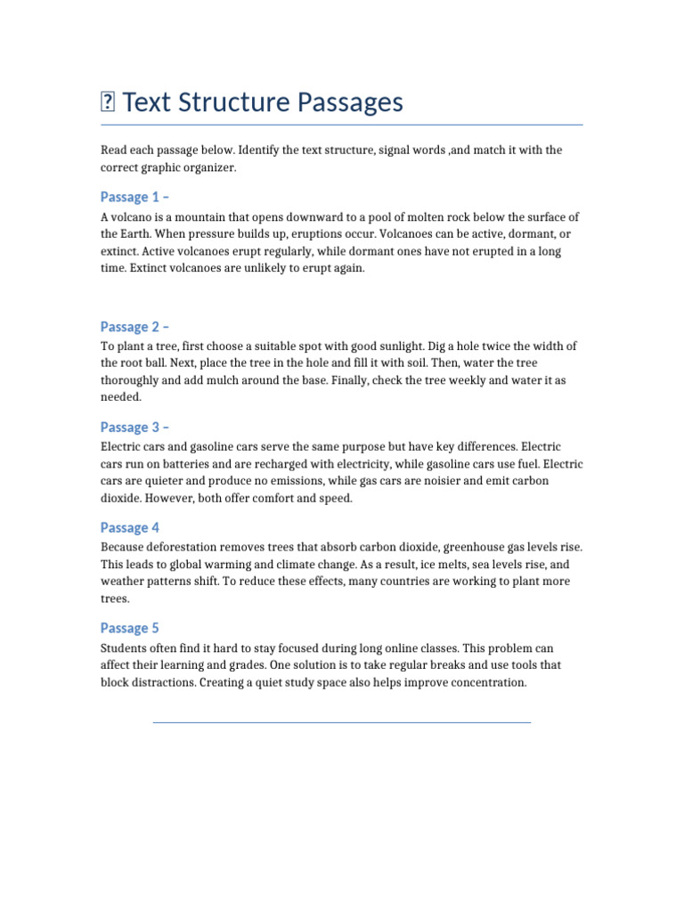 Text Structure Passages Set2 | PDF