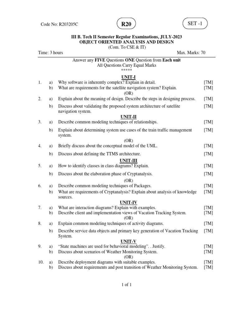 Combined OOAD Questions July Dec 2023 | PDF | Use Case | Unified Modeling Language