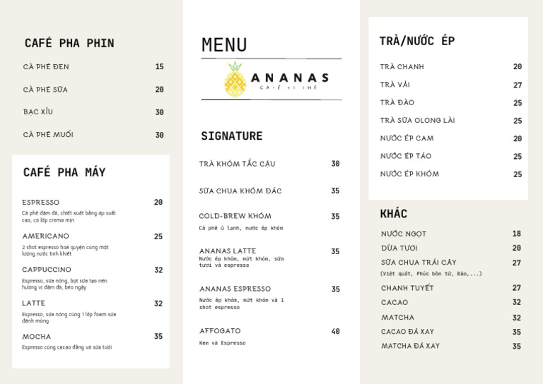 Menu Ananas | PDF