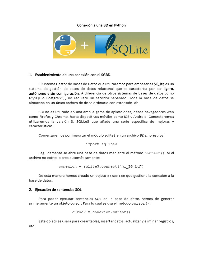 Conexión A Una BD en Python | PDF | SQL | Bases de datos