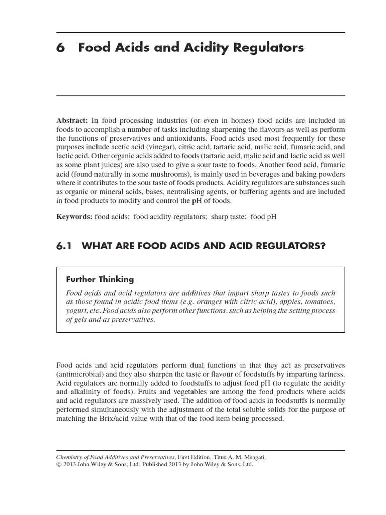 Food Acids and Acidity Regulators 2012 | PDF | Acid | Taste