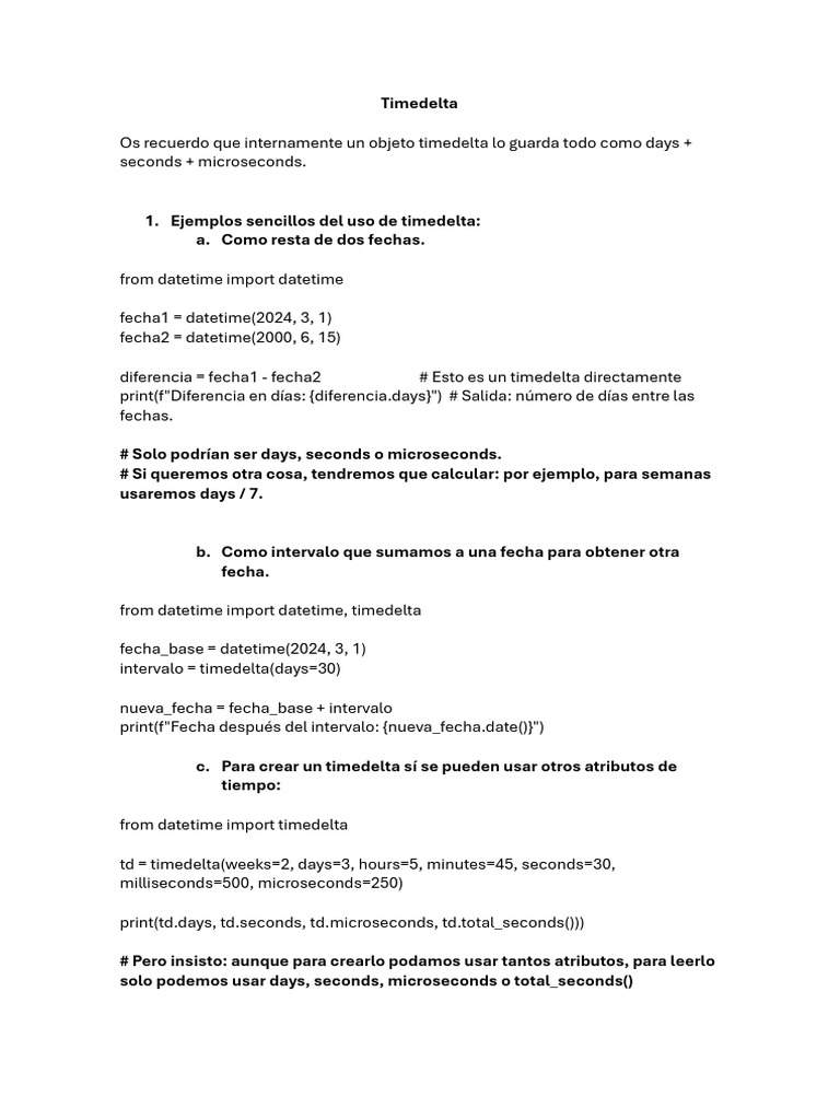 Repaso Timedelta | PDF