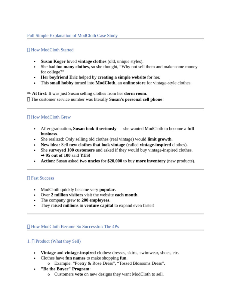 Answers of ModCloth Case Study | PDF | Mass Media | Marketing