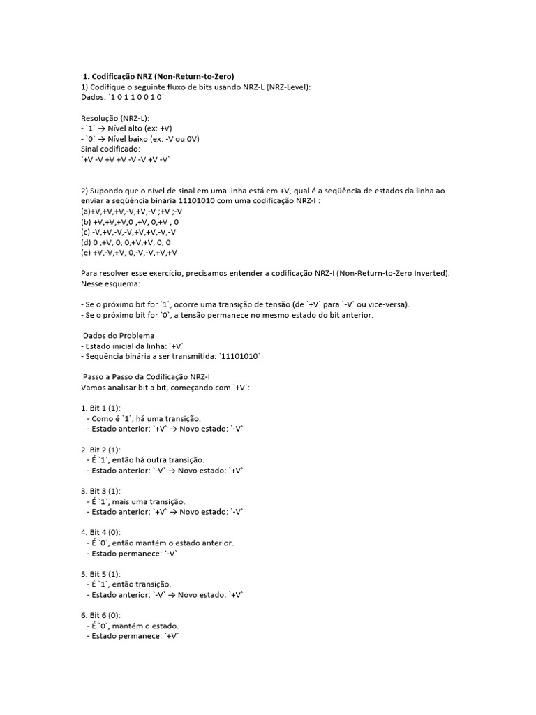 Exercicio Codificacao | PDF | Informática | Ciência da Computação
