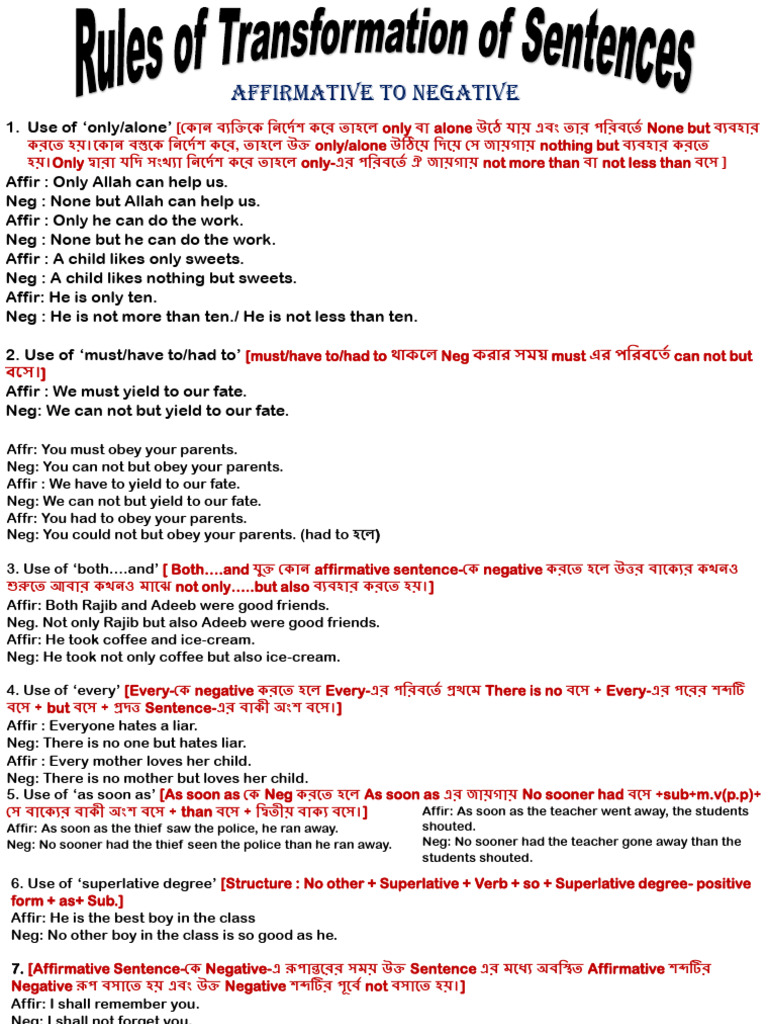 Sentence Transformation Rules | PDF | Morphology | Semantic Units