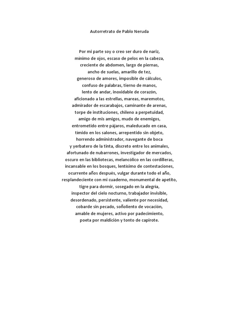 Autorretrato de Pablo Neruda | PDF | Business