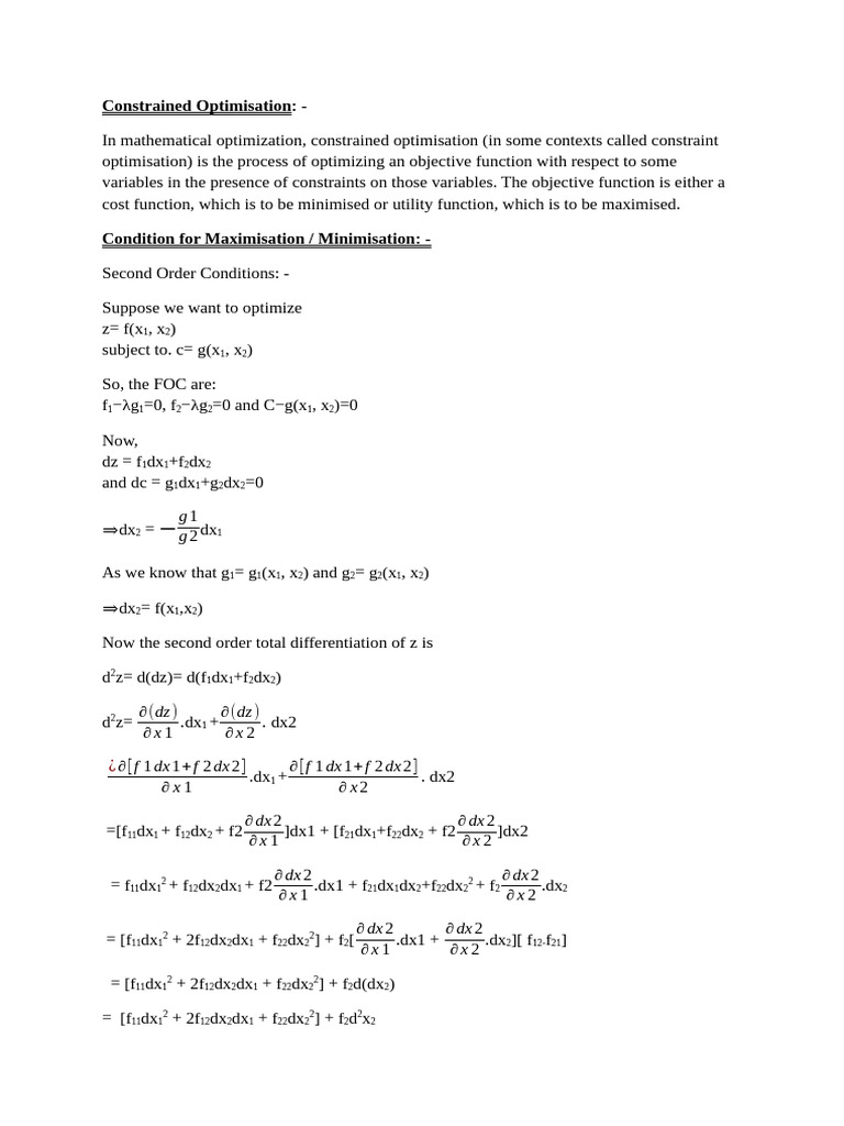 Constrained Optimisation | PDF | Mathematical Analysis | Applied Mathematics