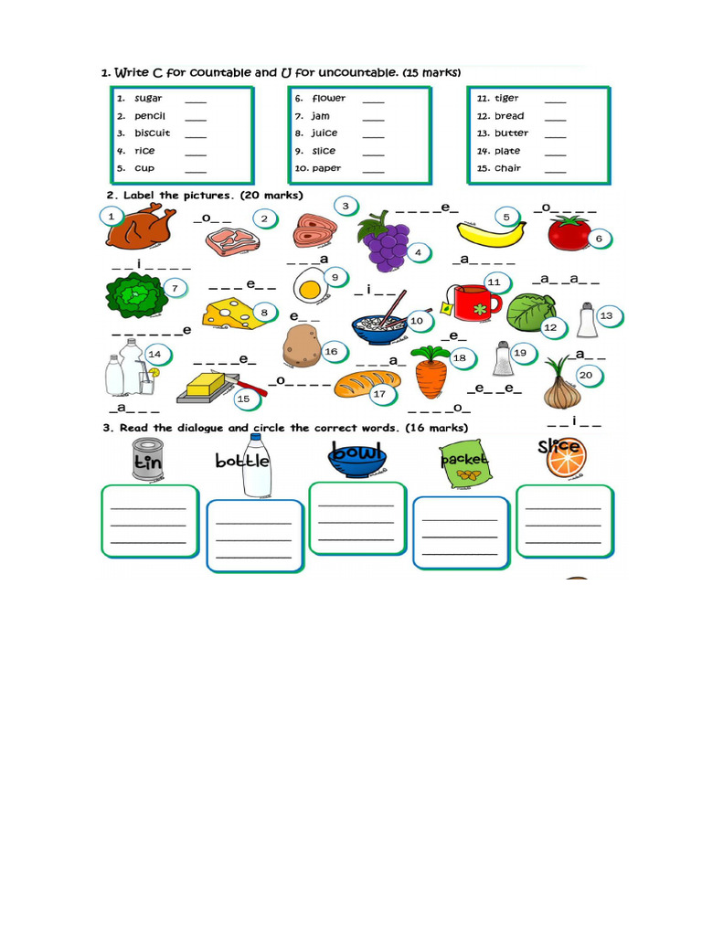 Food Countable and Uncountable | PDF