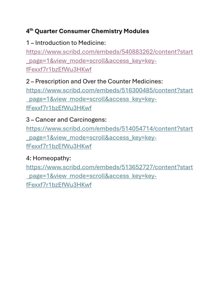 4th Quarter Consumer Chemistry Modules | PDF