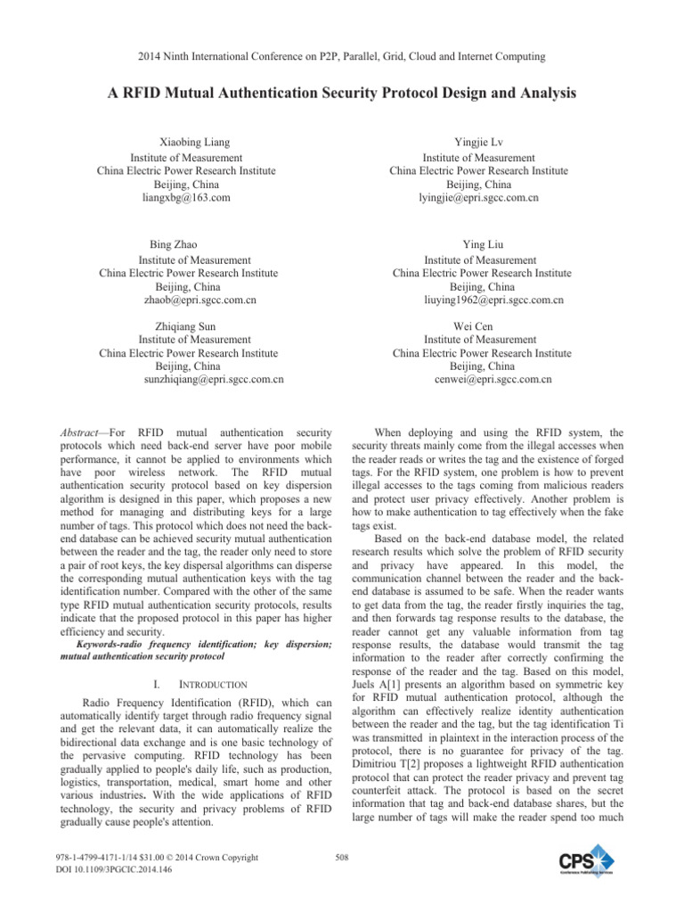 A RFID Mutual Authentication Security Protocol Design and Analysis | PDF | Radio Frequency ...