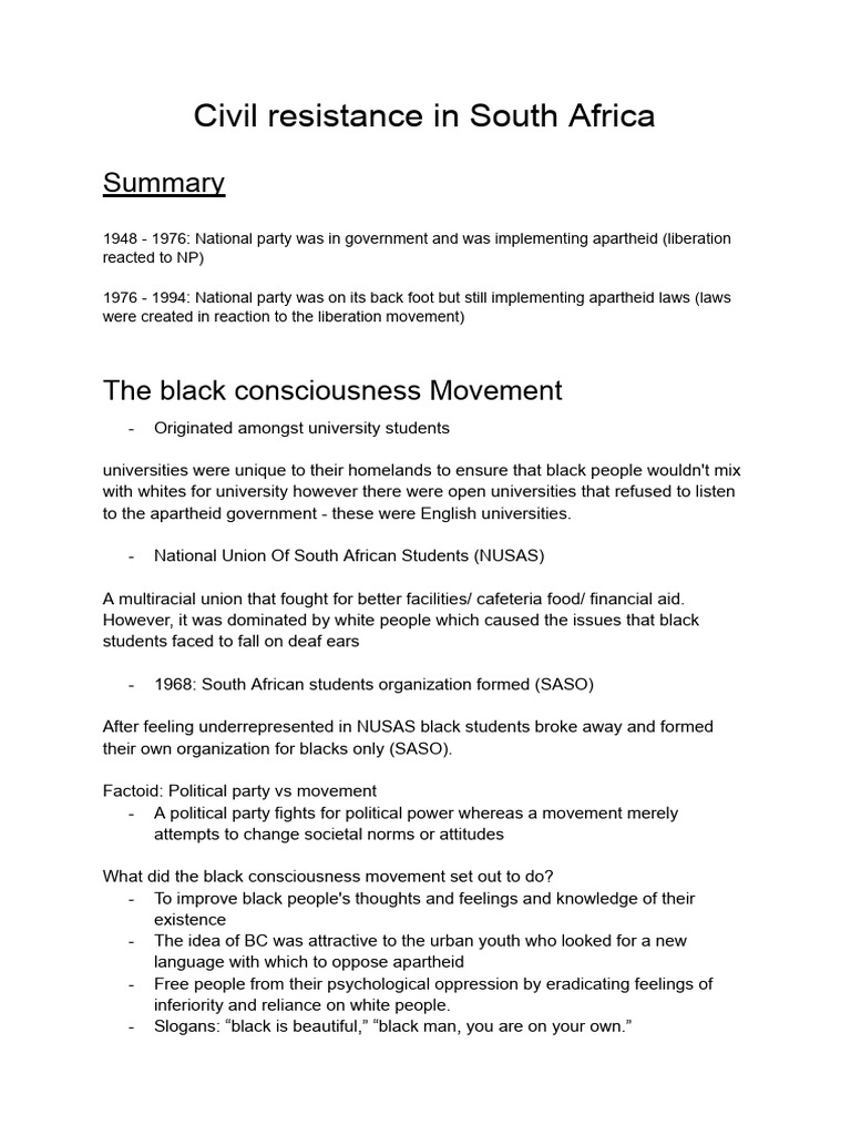 Civil Resistance and Apartheid in South Africa | PDF | Apartheid ...